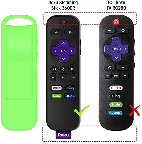 3 Pack Protective Case for TCL Roku TV Steaming Stick 3600R/3800/3900 Remote, Silicone Cover Roku Voice/Express/Premiere Remote Controller Skin, Replacement Sleeve Protector-Glow Green,Glow Blue,Red