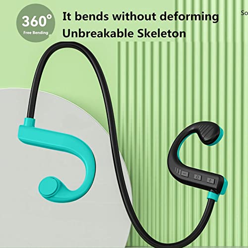 Nsxcdh Bone-Conduction Headphones, Wireless Bluetooth 5.2 Open-Ear Bluetooth Sport Headset Sweat Resistant Stereo Earbuds Earphone, for Sports, Running, Support SD Card