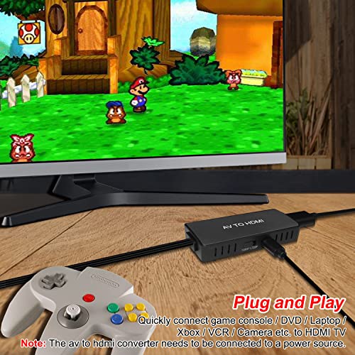 SWR RCA to HDMI Converter, Composite to HDMI Adapter Support 1080P PAL/NTSC Compatible with STB, VHS, VCR,Xbox, PS one, PS2, PS3,Blue-Ray DVD Players