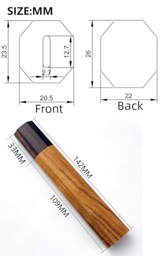 1PC Japanese Solid Wood Octagonal Knife Handle, Blank DIY Cutter Grip Replacement is Suitable for Kitchen Knives, Fish Head Knives, Etc.