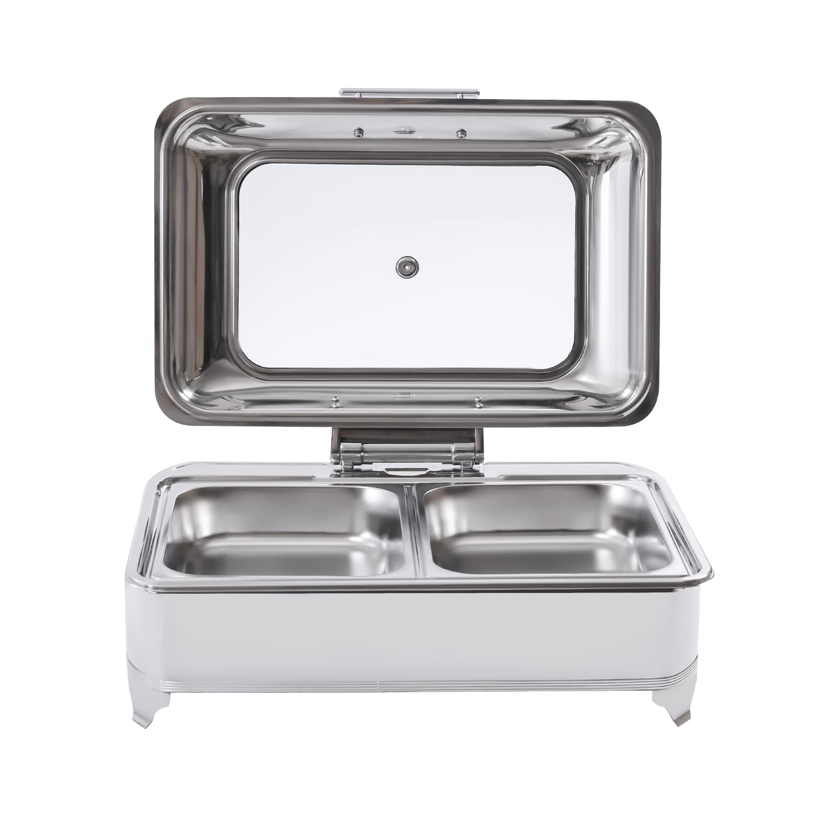 Electric Food Warmers 9L/ 9.5QT Stainless Steel Buffet Server and Warming Tray, 2 Chafing Dishes Tray Chafing Dish Buffet Set with Adjustable Temperature for Parties, Entertaining
