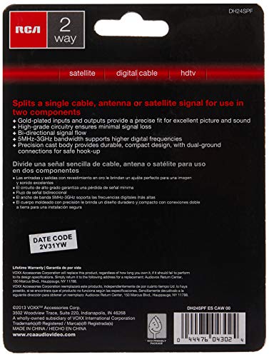 RCA DH24SPF Two Way 3 Ghz Bi-Di Splitter
