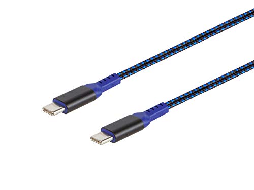 Monoprice Stealth Charge and Sync USB 2.0 Type-C to Type-C Cable - 1.5 Feet - Blue, Up to 3A/60 Watts, Fast Charging