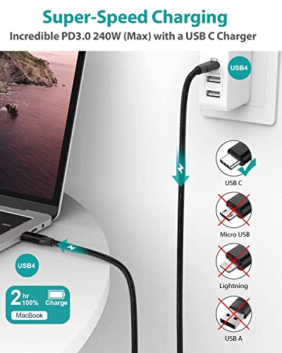 Elfesoul USB 4 Cable, USB C to USB C Cable 5ft, 8K HD Display, 40 Gbps Data Transfer, 240W USB C Charging Cable for Thunderbolt 3/4 Cable, MacBook Pro, Type-C Laptop, Hub, Docking, and More.