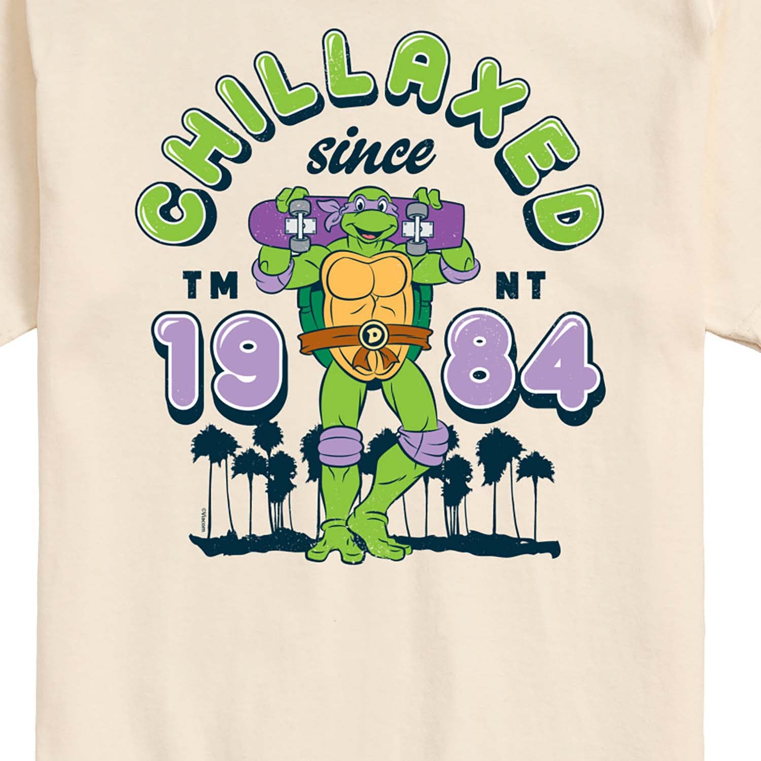 HYBRID APPAREL - Teenage Mutant Ninja Turtles - Chillaxed Since 1984 - Men's Short Sleeve Graphic T-Shirt - Size Small Cream