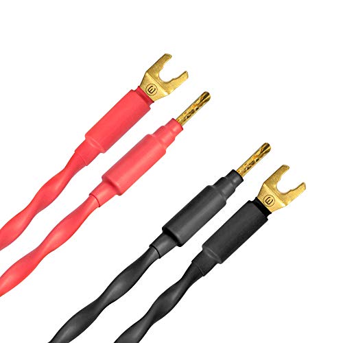 4 Units - 6 Inch - Canare 4S11 – Audiophile Grade - 11AWG - HiFi Speaker Jumper Cable Terminated with Gold Banana to Spade Connectors