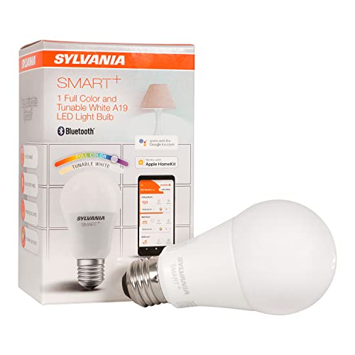 Sylvania Smart Bluetooth A19 Full Color and Tunable White Light Bulb, 60W, Dimmable, for Alexa / Apple HomeKit / Google Assistant - 1 Pack (75627)