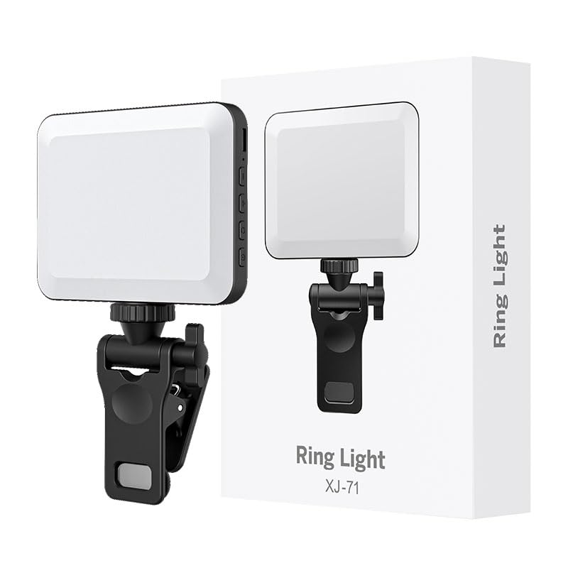 XINBAOHONG Rechargeable Selfie Light, Clip Fill Light for Phone Laptop Tablet Portable Light for Video Conference Live Streaming Zoom Call Makeup Picture (Black)