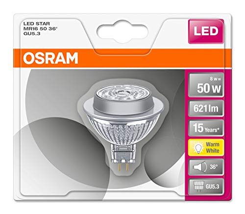 Osram 4058075433601 Star 12 V LED Lamps, pin Base, Reflector MR16, LV, Set of 10, Warm White