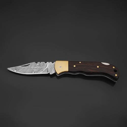 Shokunin USA - ExtremeCut - 7.1in Folding Knife - w/ 3.1in Clip Point Blade - Exotic Wenge Wood Handle for Outdoor, Tactical, Survival and EDC - Personalized Gifts (Knife with Personalization)