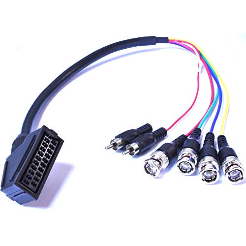 Omera 0.5M Female RGB Euro SCART to 4 BNC and 2 RCA Adapter Audio Video Gaming Cable, Use for Sony PVM BVM Series Monitors，JVC Series TM-H1750CG TM-H1950CG Monitor, Neo Geo CD Console etc