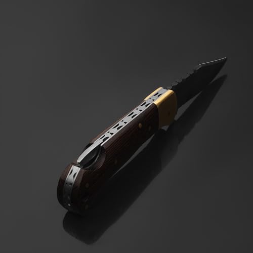Shokunin USA - ExtremeCut - 7.1in Folding Knife - w/ 3.1in Clip Point Blade - Exotic Wenge Wood Handle for Outdoor, Tactical, Survival and EDC - Personalized Gifts (Knife with Personalization)