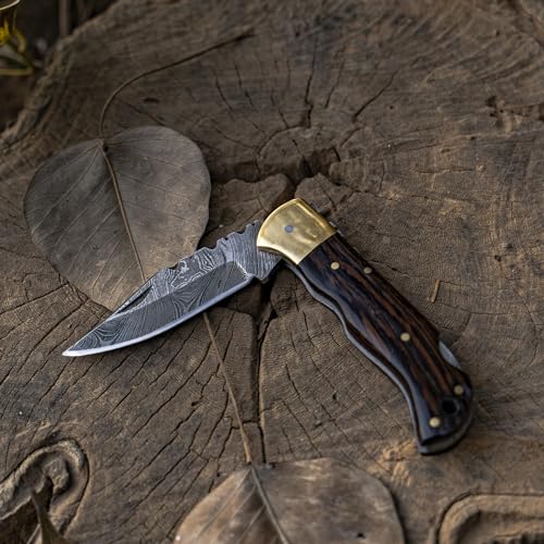 Shokunin USA - ExtremeCut - 7.1in Folding Knife - w/ 3.1in Clip Point Blade - Exotic Wenge Wood Handle for Outdoor, Tactical, Survival and EDC - Personalized Gifts (Knife with Personalization)