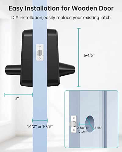 Hornbill Smart Lock Keyless Entry with Handle - Fingerprint Door Locks for Front Door - Keypad Electronic Digital Biometric Bluetooth Passcodes Alexa App Control Touch Screen Key Fobs - Airbnb Home
