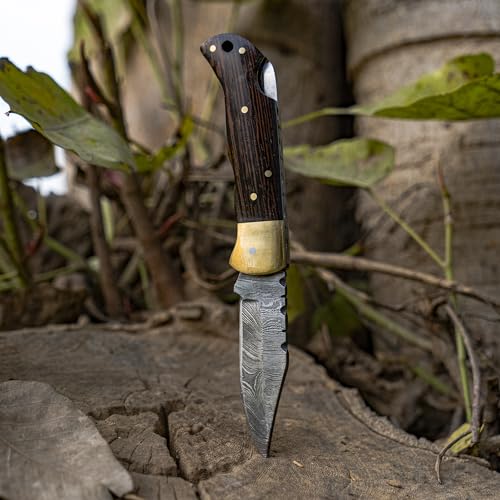 Shokunin USA - ExtremeCut - 7.1in Folding Knife - w/ 3.1in Clip Point Blade - Exotic Wenge Wood Handle for Outdoor, Tactical, Survival and EDC - Personalized Gifts (Knife with Personalization)