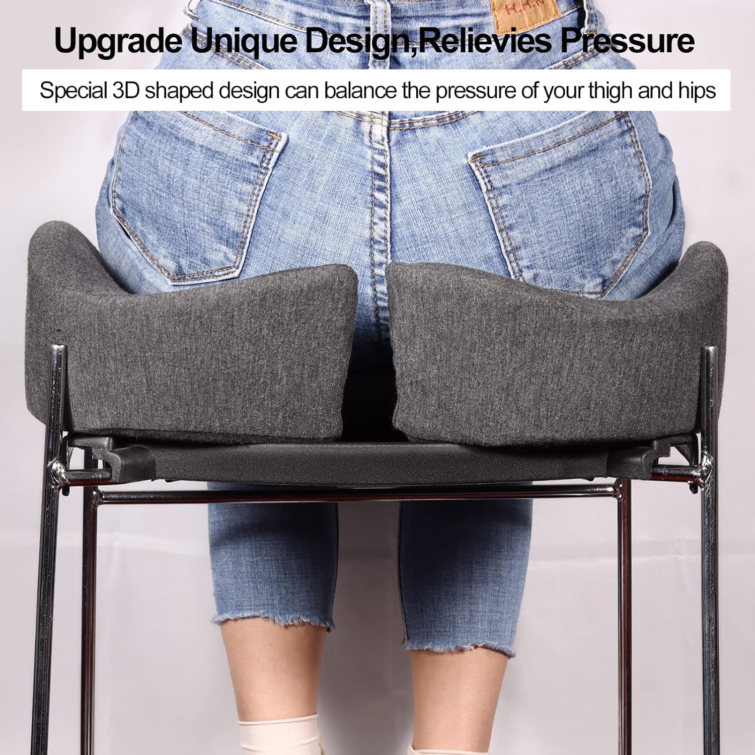 [Upgraded] Ergonomic Tailbone Pain Relief Seat Cushion for Sciatica, Coccyx, Low Back, Hip & Pressure Relief Pillow. Memory Foam Office Chair Cushions Comfortable for Gaming Desk Chair Car Seat