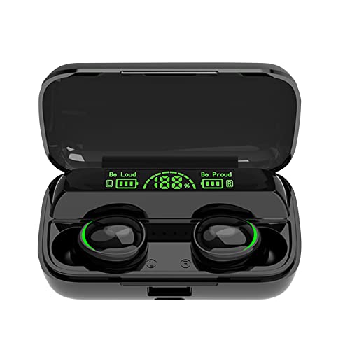 atinetok Wireless Bluetooth 5.1 Digital Display Finger Control Mini in-Ear Earbuds - Black Touch-Control Stereo Noise Cancellation IPX5 Waterproof Headphones for Office Outdoor Sport
