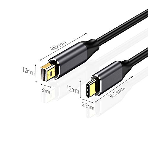 USB-C(The Source) to Mini Displayport Cable, 4K@60hz 6ft Male to Male USB C to Mini DP Video Convert Cable Compatible with USB-C Devices Connect to LED Cinema Display etc Enabled Mini DP Monitors