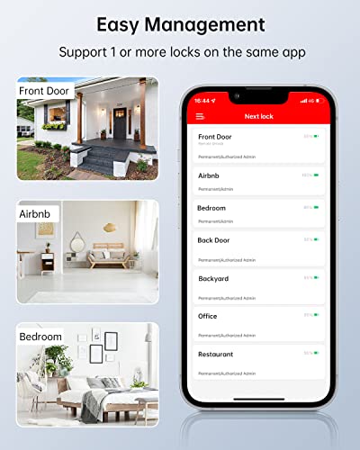 Hornbill Smart Lock Keyless Entry with Handle - Fingerprint Door Locks for Front Door - Keypad Electronic Digital Biometric Bluetooth Passcodes Alexa App Control Touch Screen Key Fobs - Airbnb Home