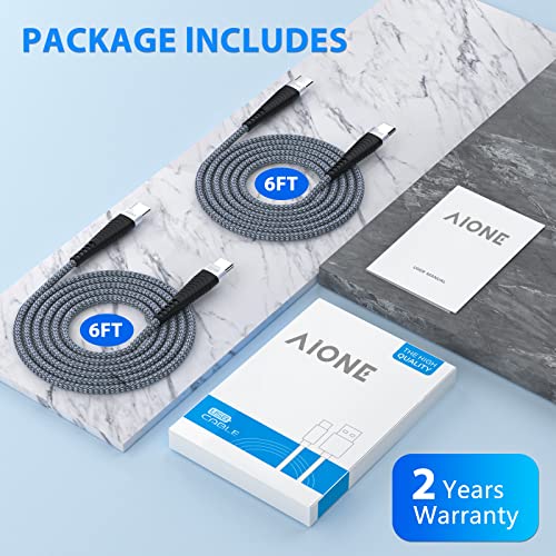 USB C to USB C Cable, 2-Pack 6 Ft USB C Cable, PD 60W USB C Charger Cable Fast Charging is Compatible with Samsung Galaxy S22/S21/S20 Ultra, Pixel, IPad Mini 6, IPad Pro 2020, IPad Air 4, MacBook Pro