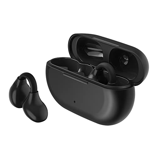 SQRMINI Open Ear Headphones, Sports Open Ear Wireless Earbuds, Bluetooth Clip On Ear Comfort Earbuds for Cycling Driving, Walking, Ring Earbuds with 30Hours Playtime