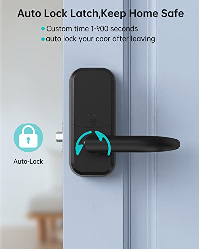 Hornbill Smart Lock Keyless Entry with Handle - Fingerprint Door Locks for Front Door - Keypad Electronic Digital Biometric Bluetooth Passcodes Alexa App Control Touch Screen Key Fobs - Airbnb Home