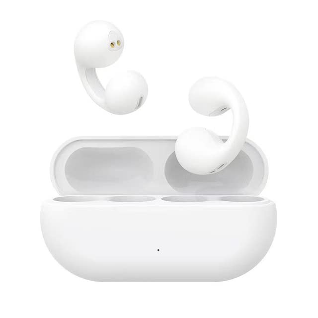 AIIONP Wireless Ear Clip Bone Conduction Headphones, 2023 New Bluetooth Open Ear Headphones, Comfortable Mini Bone Conduction Headphones for Gym Sports Running Cycling Workout (White)