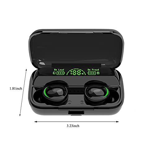 atinetok Wireless Bluetooth 5.1 Digital Display Finger Control Mini in-Ear Earbuds - Black Touch-Control Stereo Noise Cancellation IPX5 Waterproof Headphones for Office Outdoor Sport