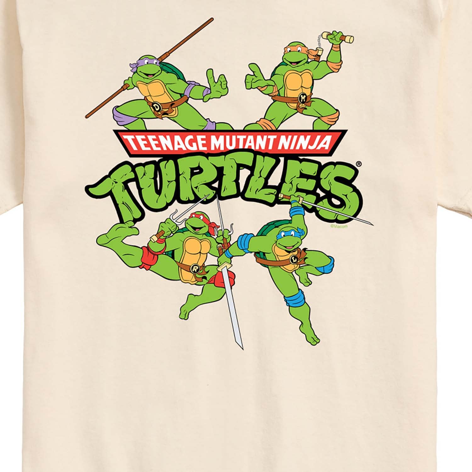HYBRID APPAREL - Teenage Mutant Ninja Turtles - Turtle Weapons - Men's Short Sleeve Graphic T-Shirt - Size Large Cream