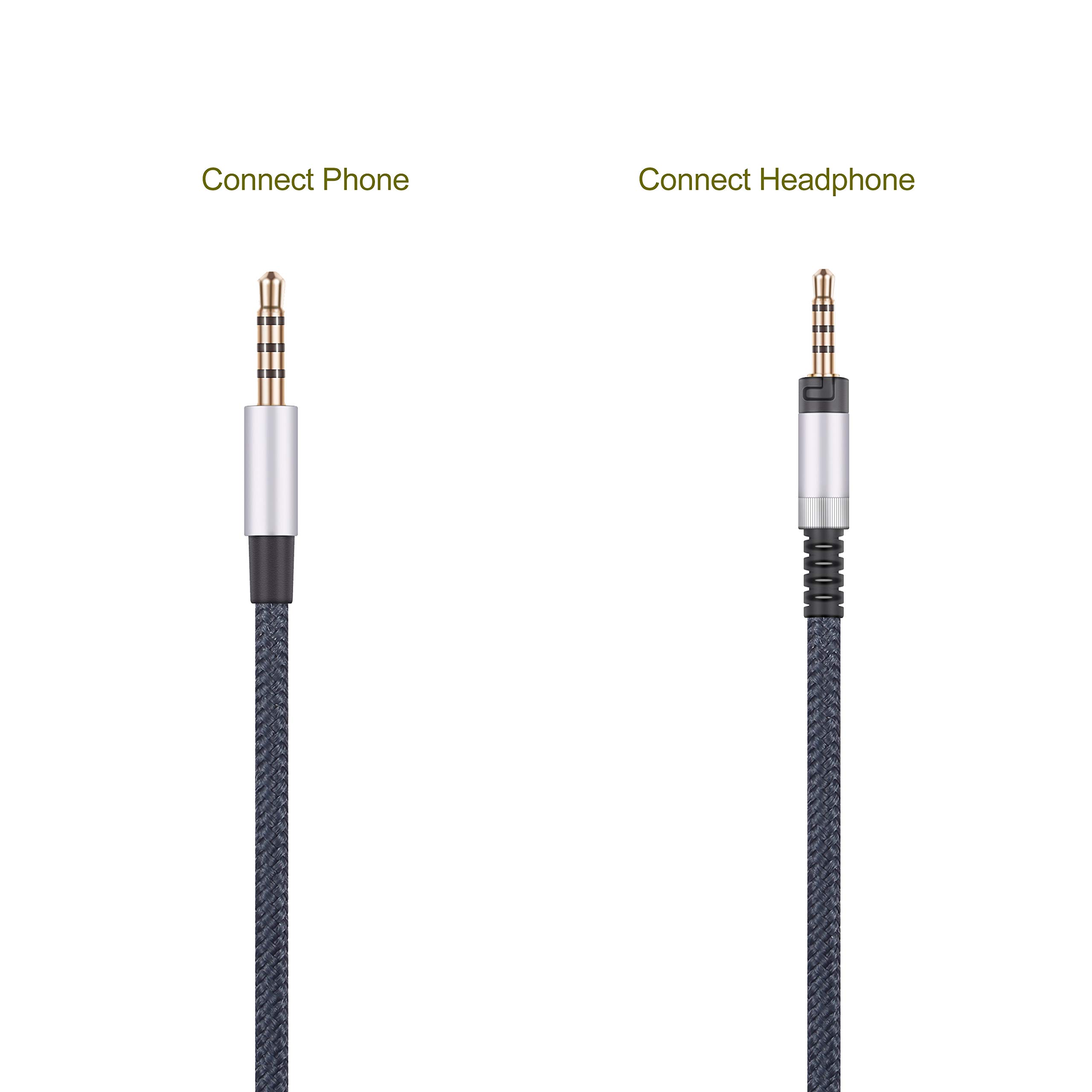 Audio Replacement Cable with in-Line Mic Remote Volume Control Compatible with Sennheiser Momentum, Momentum 2.0, HD1 Headphones, Audio Cord Compatible with iPhone iPod ipad Apple Devices