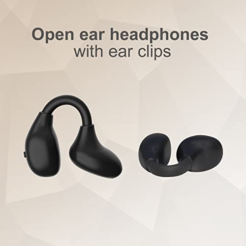 SQRMINI Open Ear Headphones, Sports Open Ear Wireless Earbuds, Bluetooth Clip On Ear Comfort Earbuds for Cycling Driving, Walking, Ring Earbuds with 30Hours Playtime