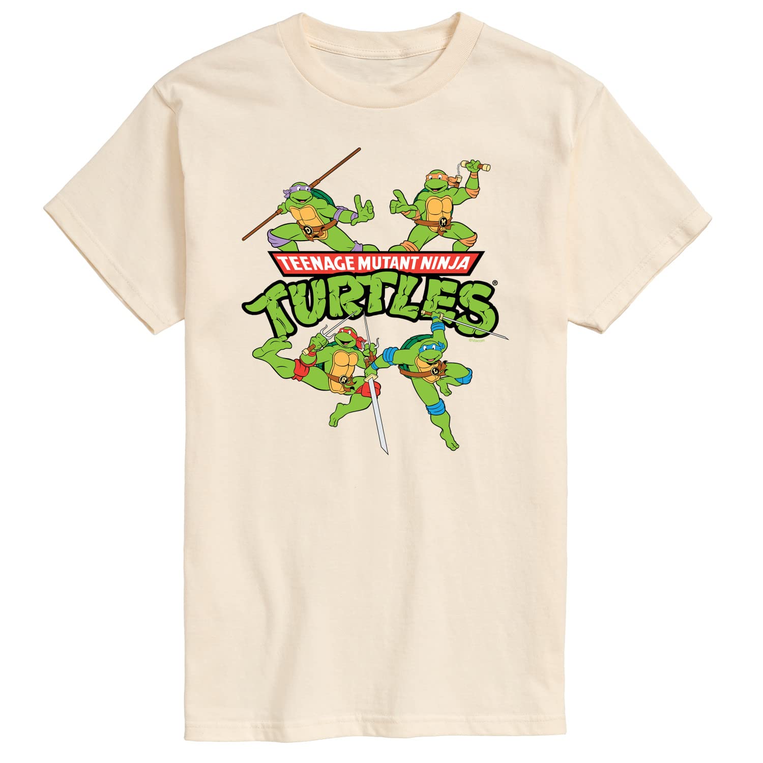 HYBRID APPAREL - Teenage Mutant Ninja Turtles - Turtle Weapons - Men's Short Sleeve Graphic T-Shirt - Size Large Cream