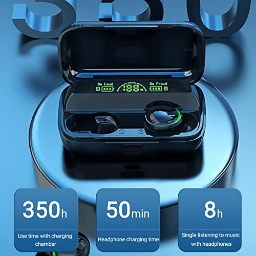 atinetok Wireless Bluetooth 5.1 Digital Display Finger Control Mini in-Ear Earbuds - Black Touch-Control Stereo Noise Cancellation IPX5 Waterproof Headphones for Office Outdoor Sport