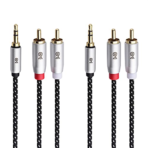 Cable Matters 2-Pack RCA to 3.5mm Stereo Audio Cable 6 Feet (RCA to Aux Cable, 3.5mm to RCA Cable, Aux to RCA Cable) in Black