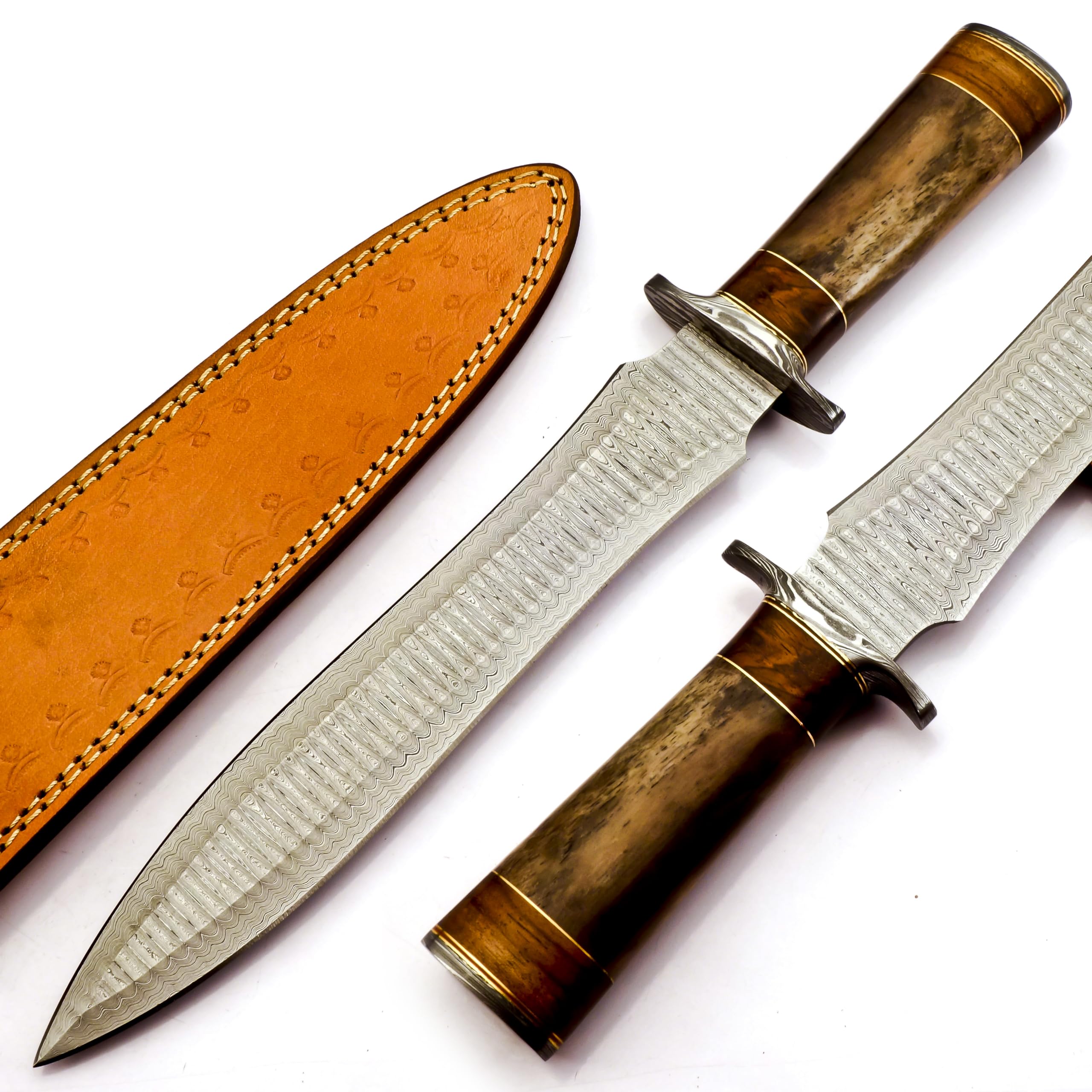 UK UNIQUE SHARP KNIVES Damascus Steel Dagger Knife DK.4012 - Beautiful Rose Wood & Black Micarta Handle