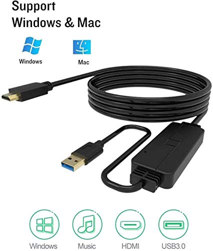 Bukeer USB to HDMI Adapter Cable for Mac iOS Windows 10/8/7/Vista/XP, USB 3.0 to HDMI Male HD 1080P Monitor Display Audio Video Converter Cable Cord