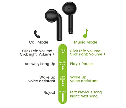 ZTE Buds- Noise Canceling Wireless Earbuds,Bluetooth Earphones,Waterproof IPX4 Low Latency in Ear Headphones-Suitable for Android and iOS,Black