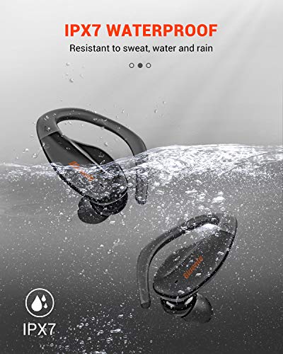 Bluetooth Earbuds Bluenin T30 True Wireless Stereo Earbuds Bluetooth Headphones with 2500mAh LED Display Charging Case, Fingerprint One Touch Control,Waterproof Sport Earbuds for Work Out (Black)
