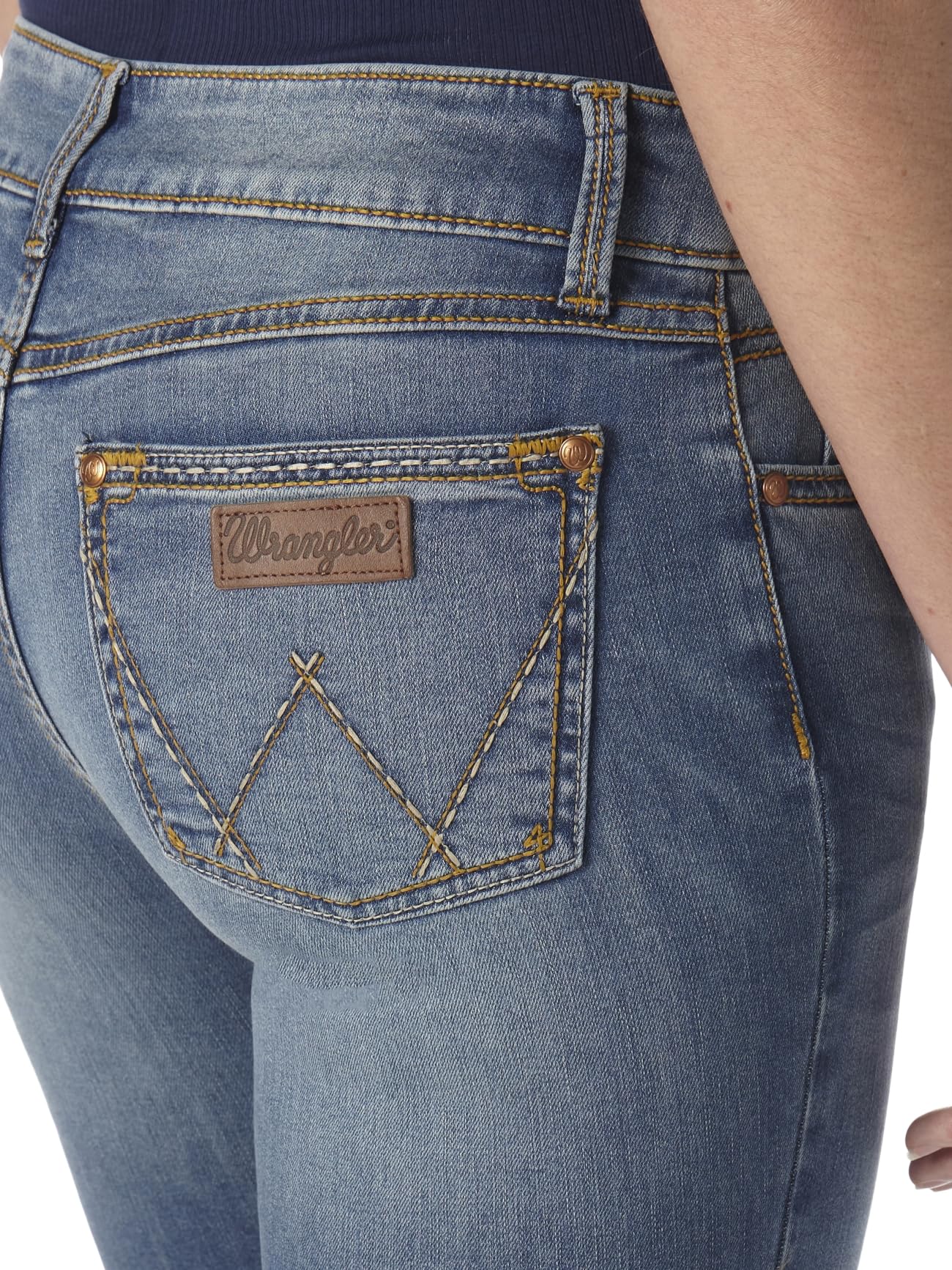 Wrangler Women's Retro Mae Rise Stretch Boot Cut Jean, Wash Mid, 15W x 32L