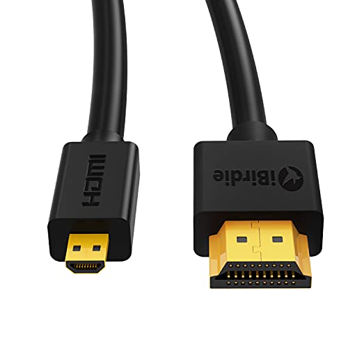 iBirdie Micro HDMI to HDMI Cable 10 Feet - High Speed 18Gbps Support 4K60 HDR ARC Compatible with GoPro Hero 7 6 5 4, Raspberry Pi 4, Camera A6000 A6300 B500, Lenovo Yoga 3 Pro, Yoga 710