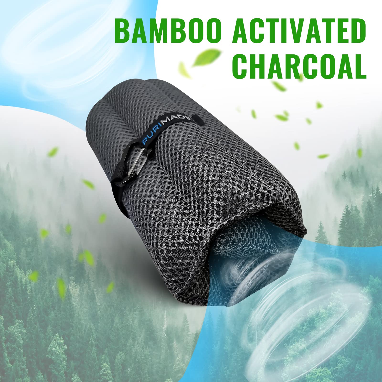 PURIMADE Bamboo Charcoal Air Purifying Bag,Reusable Natural Activated Charcoal Bags,300g Deodorizer and Odor Purifier,for Home,Car,Pet Space,Bathroom,Basement,Closet,Shoe Cabinets