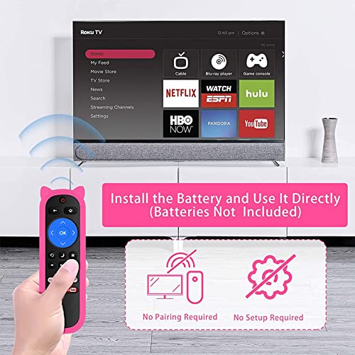 Remote for All Roku TV Remote for Element Hisense Onn TCL Haier Sharp Hitachi LG Sanyo JVC Magnavox RCA Philips Westinghouse Roku Built-in Smart TV with Glow Remote Case Cover - Pink