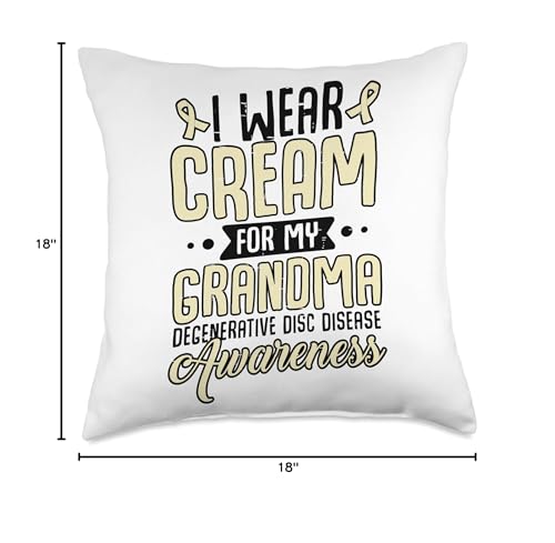 DDD Fighter Survivor Cream Ribbon Degenerative Disc Disease Ninja I Wear Cream for My Grandma Throw Pillow, 18x18, Multicolor
