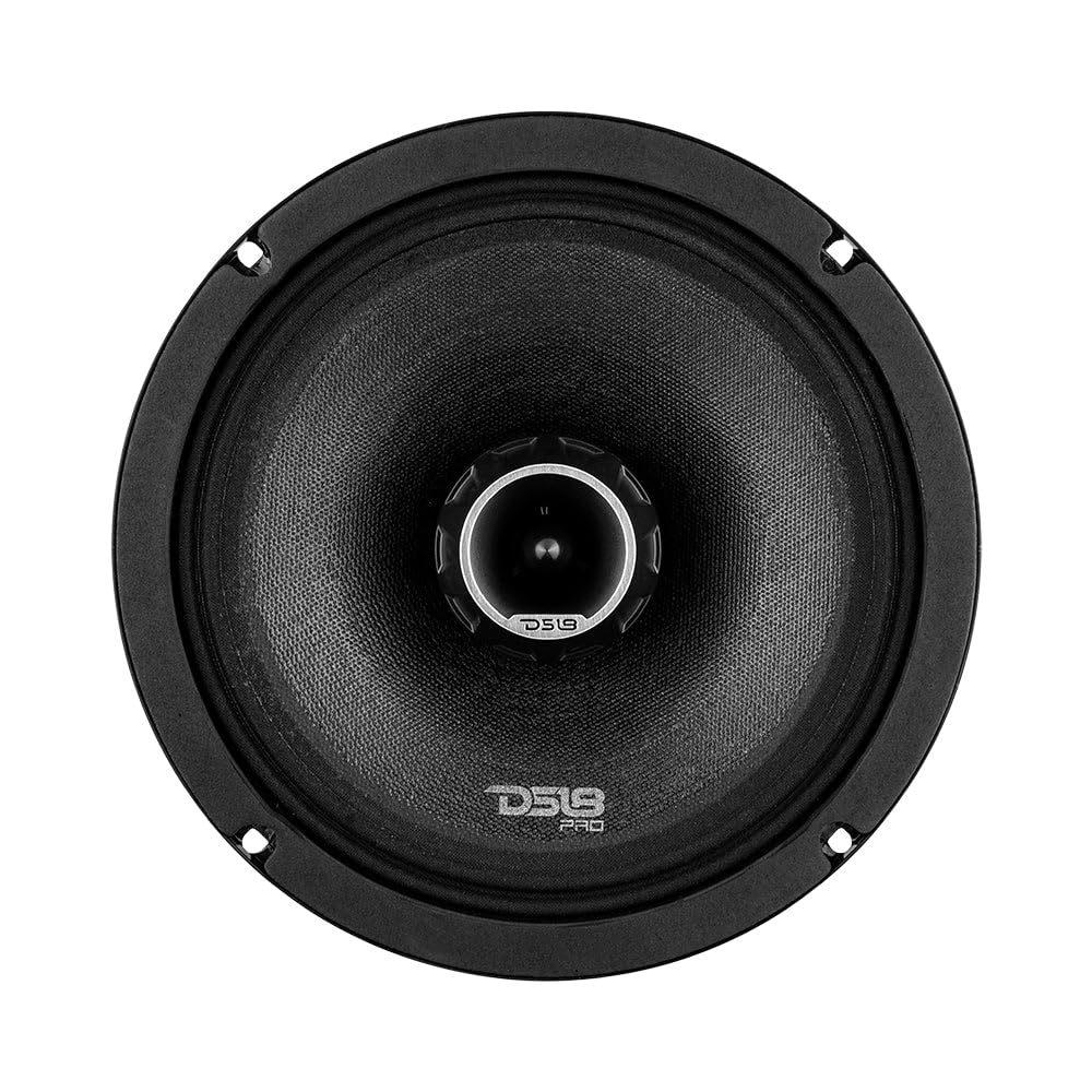 DS18 PRO-ZT Pro Audio Coaxial Midrange Speakers with Built-in Bullet Tweeter, 4-Ohms, Water Resistant - Black Metal Mesh Grill Included (1 Speaker) (8" inches)