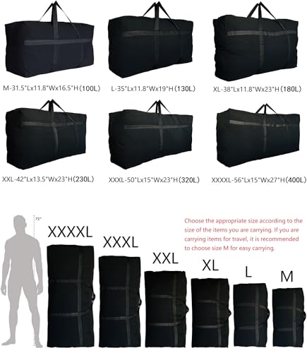 DoYiKe Extra Large Storage Duffle Bag with Zippers and Handles, Big Foldable Duffle Bag for Travel-38x23x11Inch