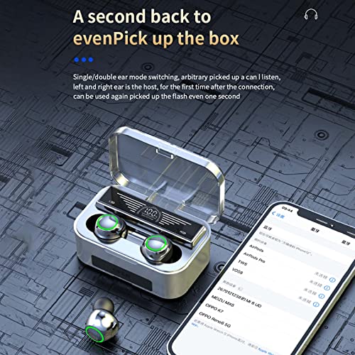 Wireless Bluetooth 5.3 Headphones,IPX7 Waterproof Low-Power Noise Cancellation Binaural Stereo HD Sound Quality,Built-in Microphone Breathing Light Sports Headphones with Charging Case,for iOS Android