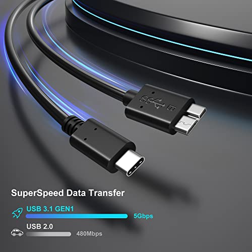 Besgoods Short Micro B to USB C Cable, 8 inch External Hard Drive Cord USB 3.1 Gen1 Fast Data Transfer 5Gbps Camera Replacement Cable Compatible for Seagate, Toshiba, WD, LaCie Portable HDD -2Pack
