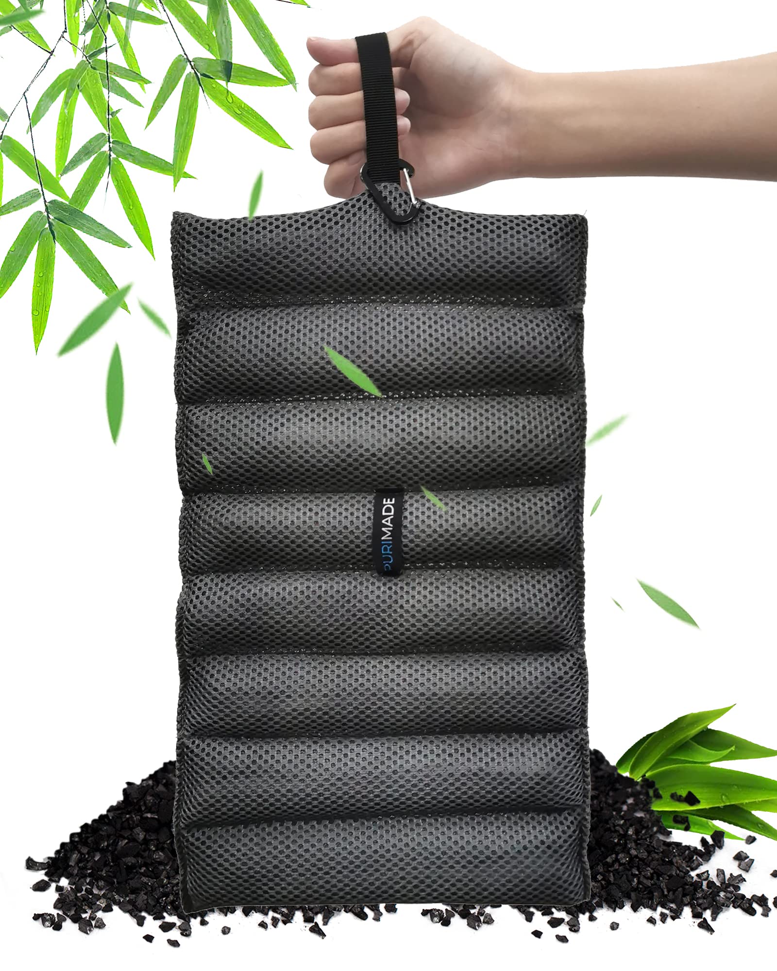 PURIMADE Bamboo Charcoal Air Purifying Bag,Reusable Natural Activated Charcoal Bags,300g Deodorizer and Odor Purifier,for Home,Car,Pet Space,Bathroom,Basement,Closet,Shoe Cabinets