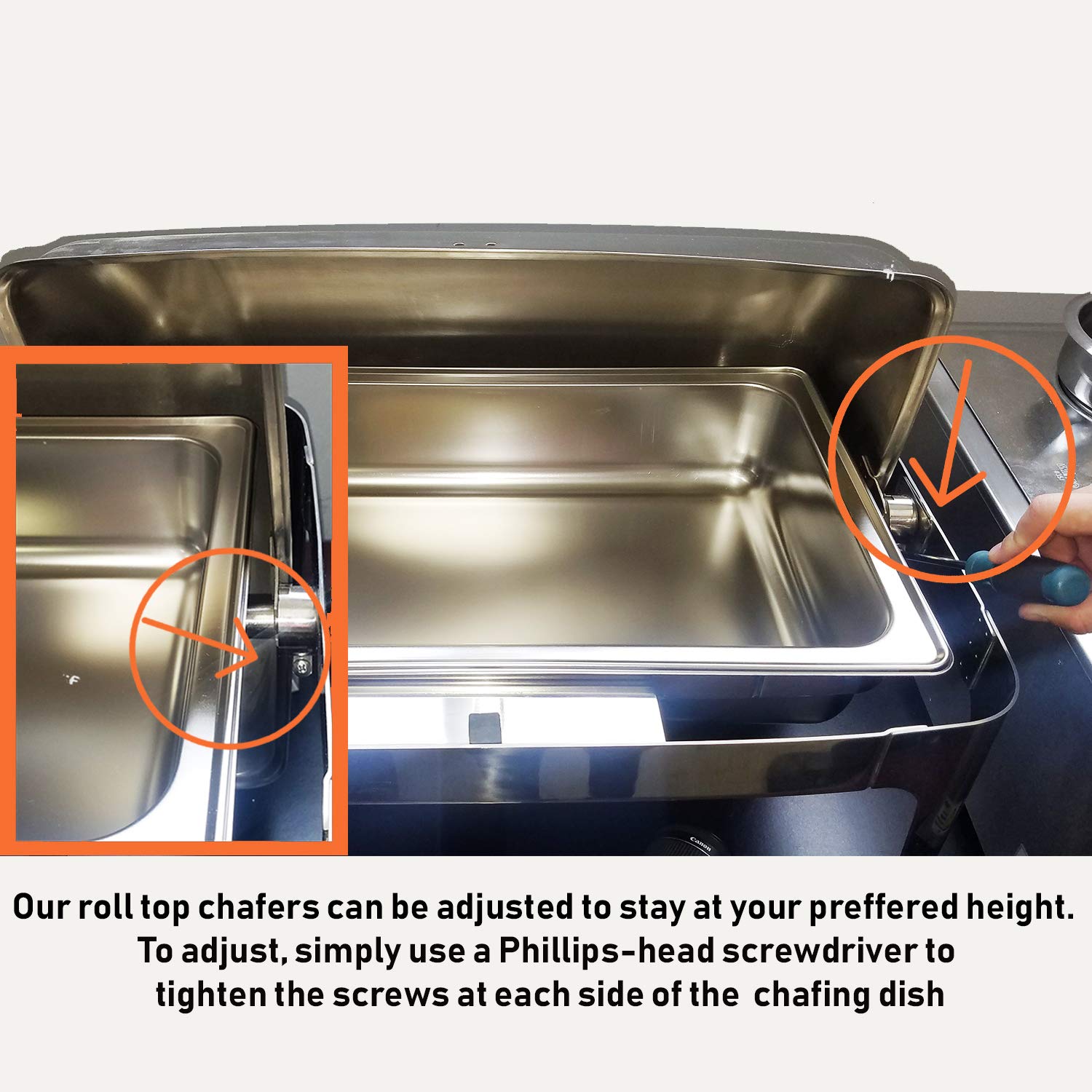 TigerChef Chafing Dish Buffet Set - Roll Top Chaffing Dishes Stainless Steel - 3 Chafer and Buffet Warmer Set with 6 Fuel Gel and 3 Plastic Tongs