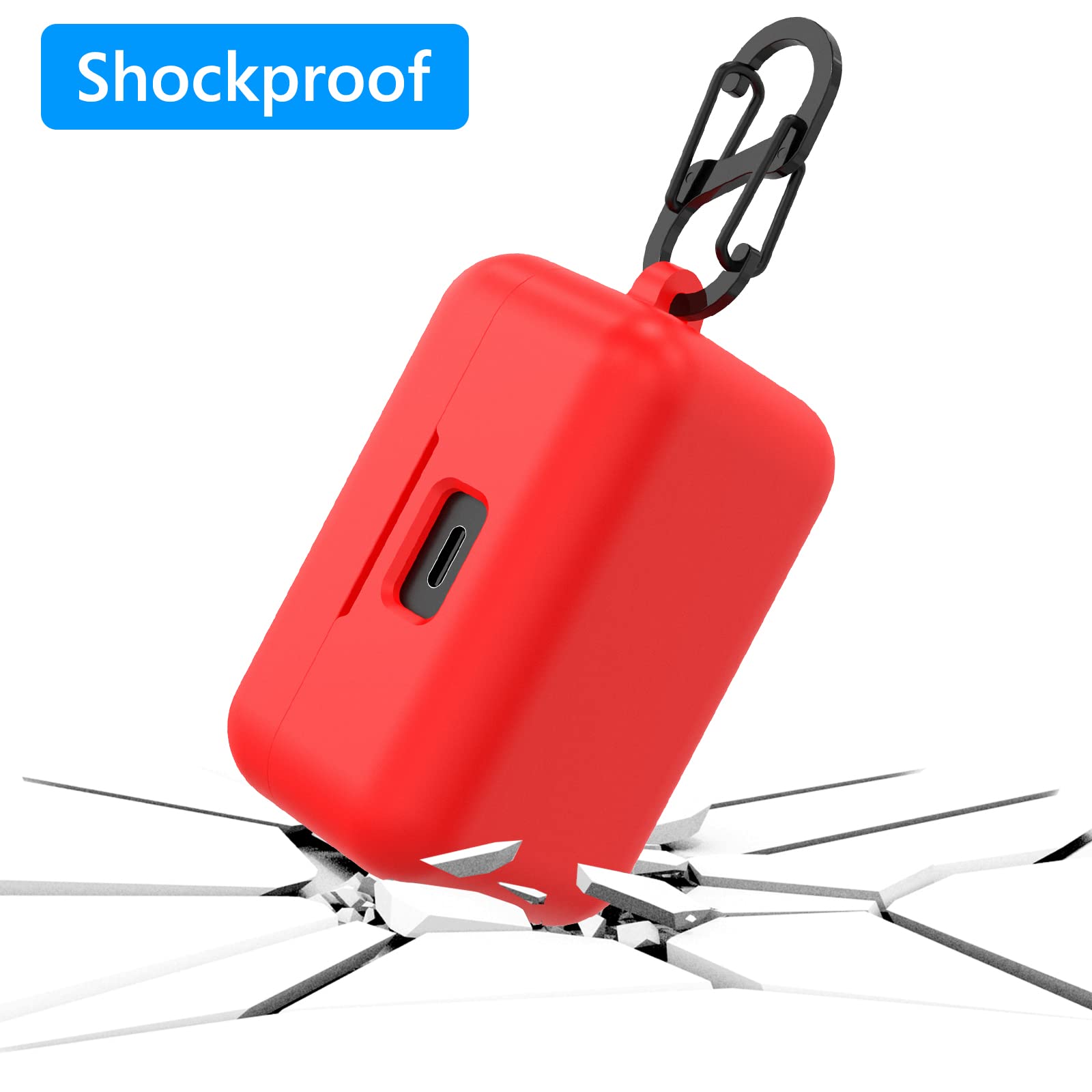 Geekria Silicone Case Cover Compatible with Sennheiser Momentum True Wireless 3 Earbuds, Earphones Skin Cover, Protective Carrying Case with Keychain Hook, Charging Port Accessible (Red)